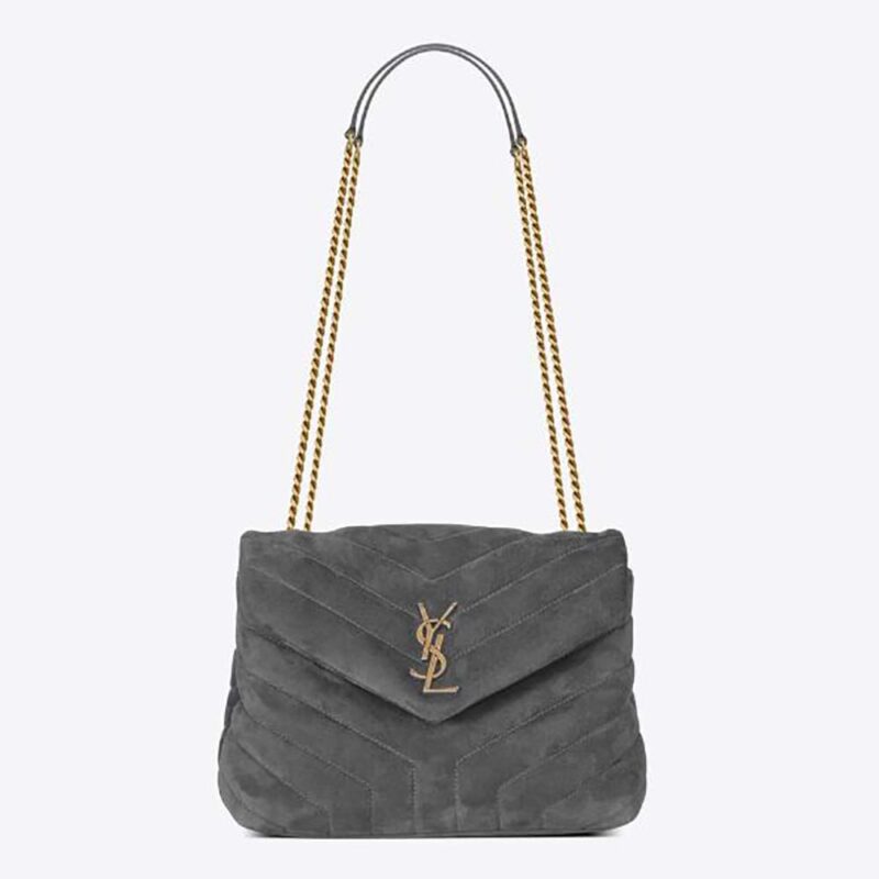 Saint Laurent YSL Women Loulou Medium in Quilted Y Suede-Green