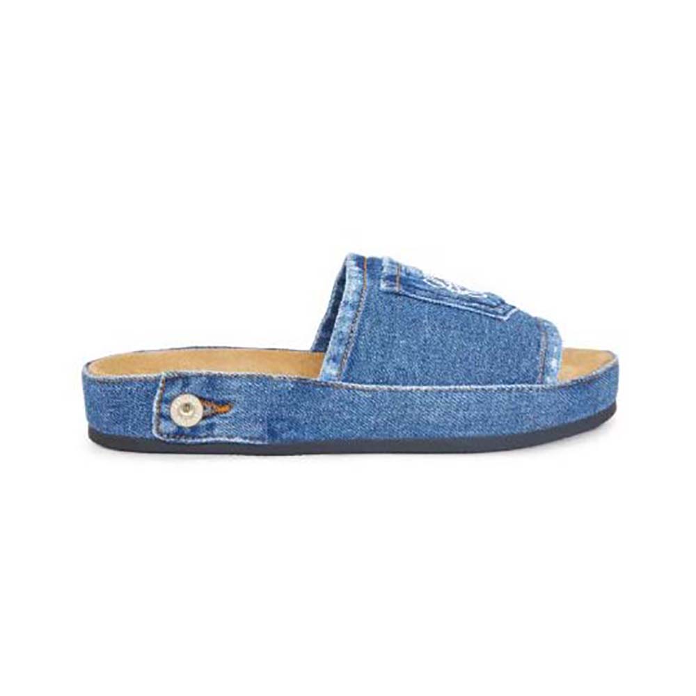 Loewe Women Deconstructed Slide in Denim-Navy