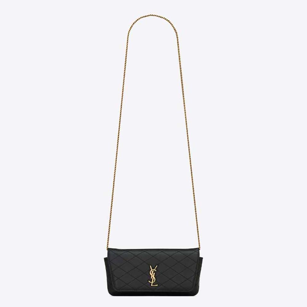 Saint Laurent YSL Women Gaby Phone Holder in Quilted Leather