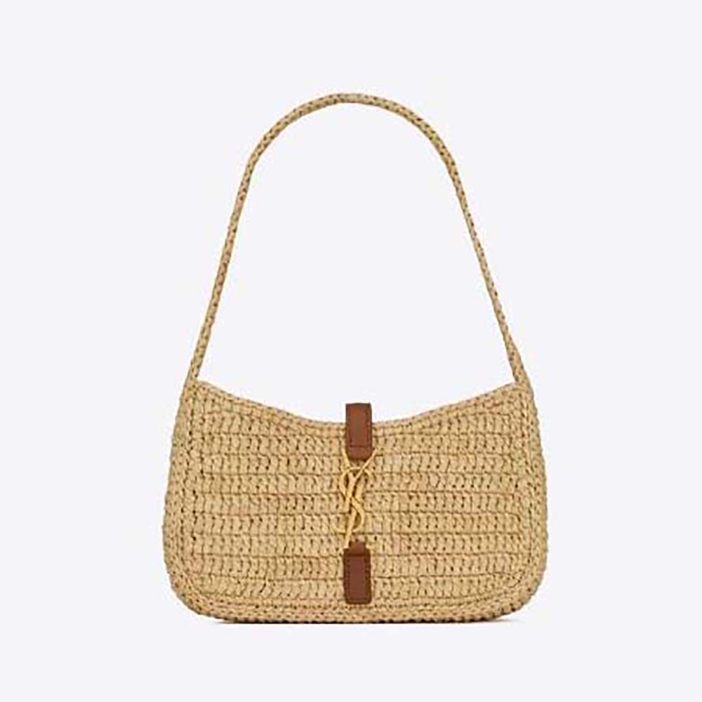 Saint Laurent YSL Women Camera Bag in Raffia and Vegetable-tanned Leather