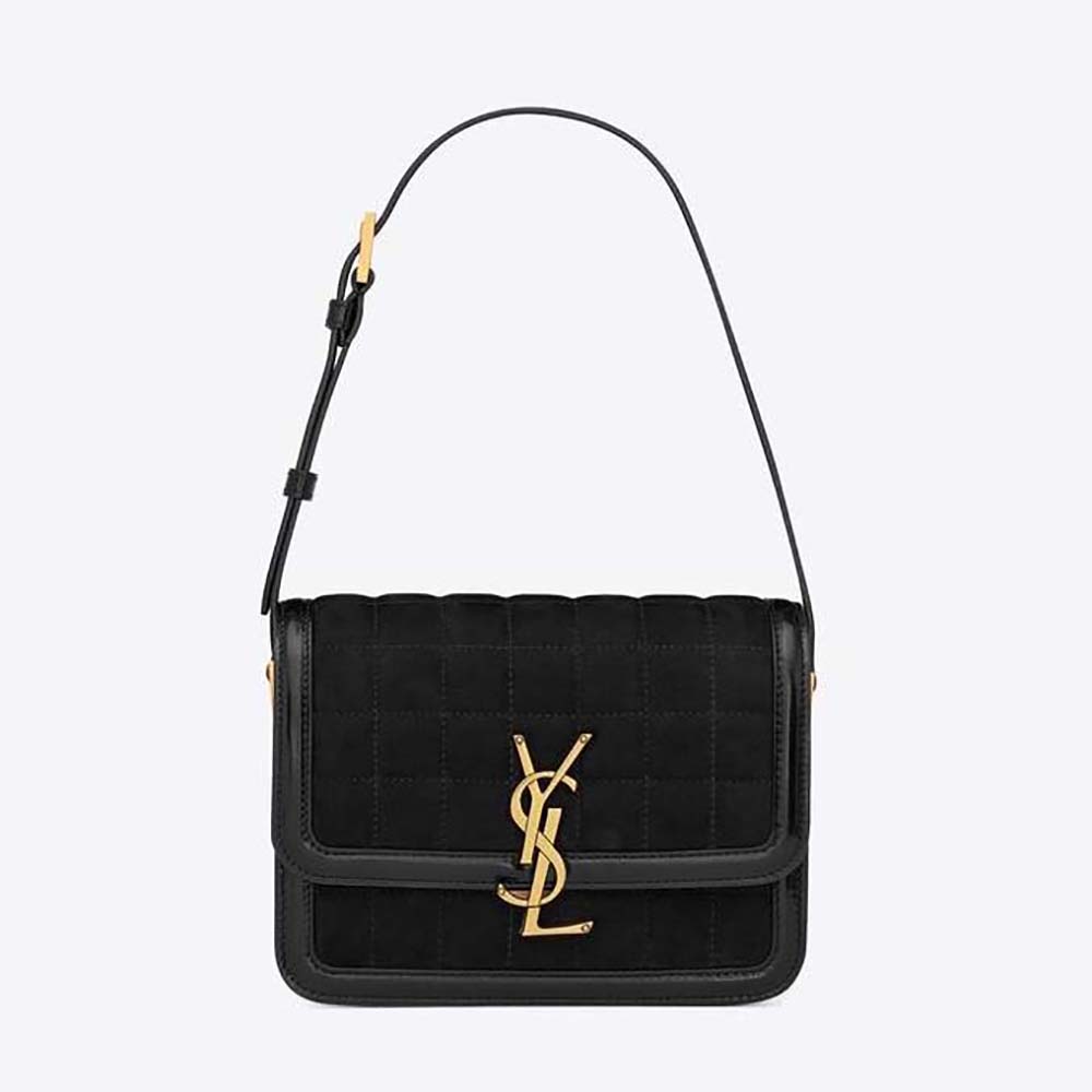 Saint Laurent YSL Women Solferino Small Satchel in Quilted Nubuck Suede ...