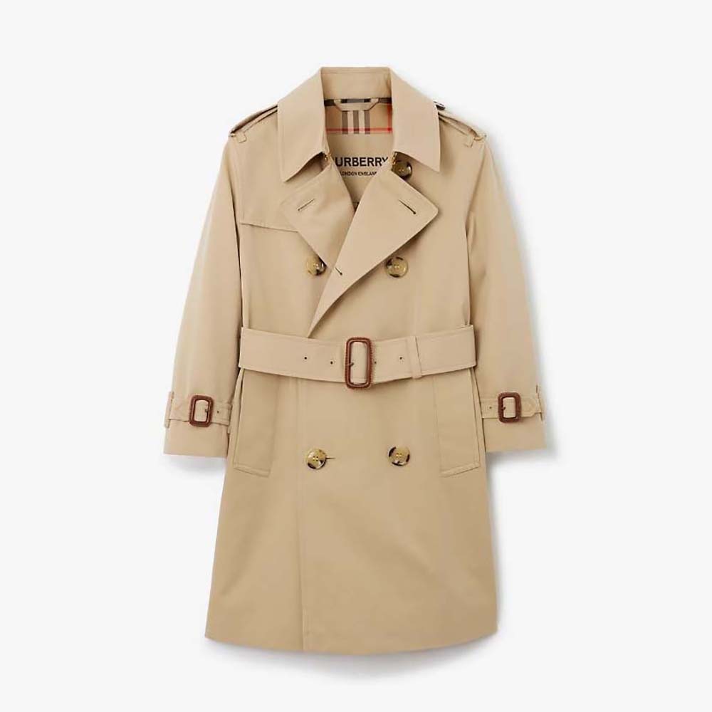 Burberry Kids' Cotton Gabardine Trench Coat-Beige