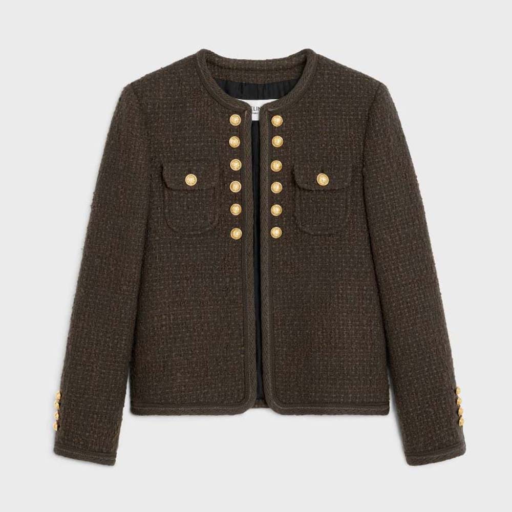 Celine Women Chelsea Jacket in Bouclette Natté-Green