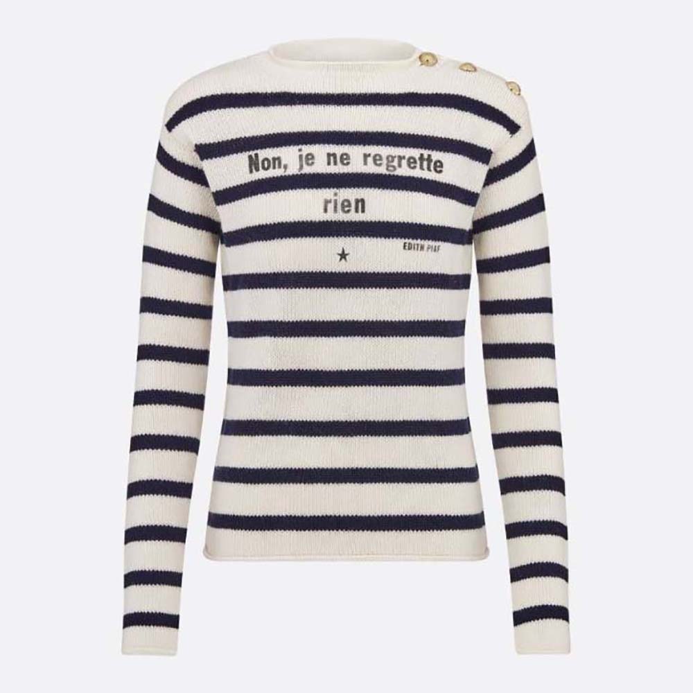 Dior Women Marinière Non Je Ne Regrette Rien Sweater Ecru and Navy Blue ...