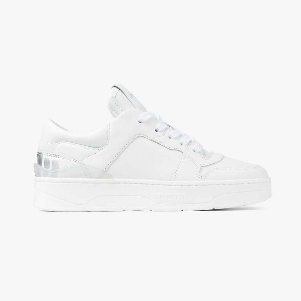 Jimmy Choo Women Florent/F White and Peacock Mix Leather Trainers