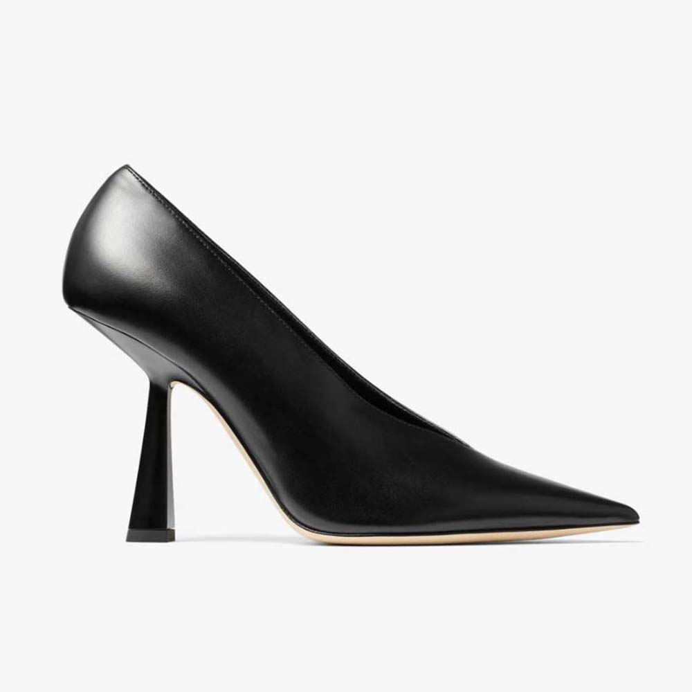 Jimmy Choo Women Maryanne 100 Black Calf Leather Pointed-Toe Pumps