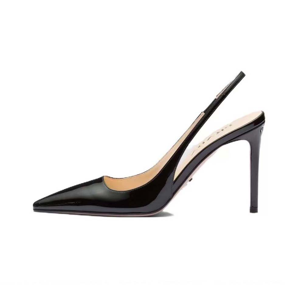 Prada Women Patent Leather Slingbacks-Black