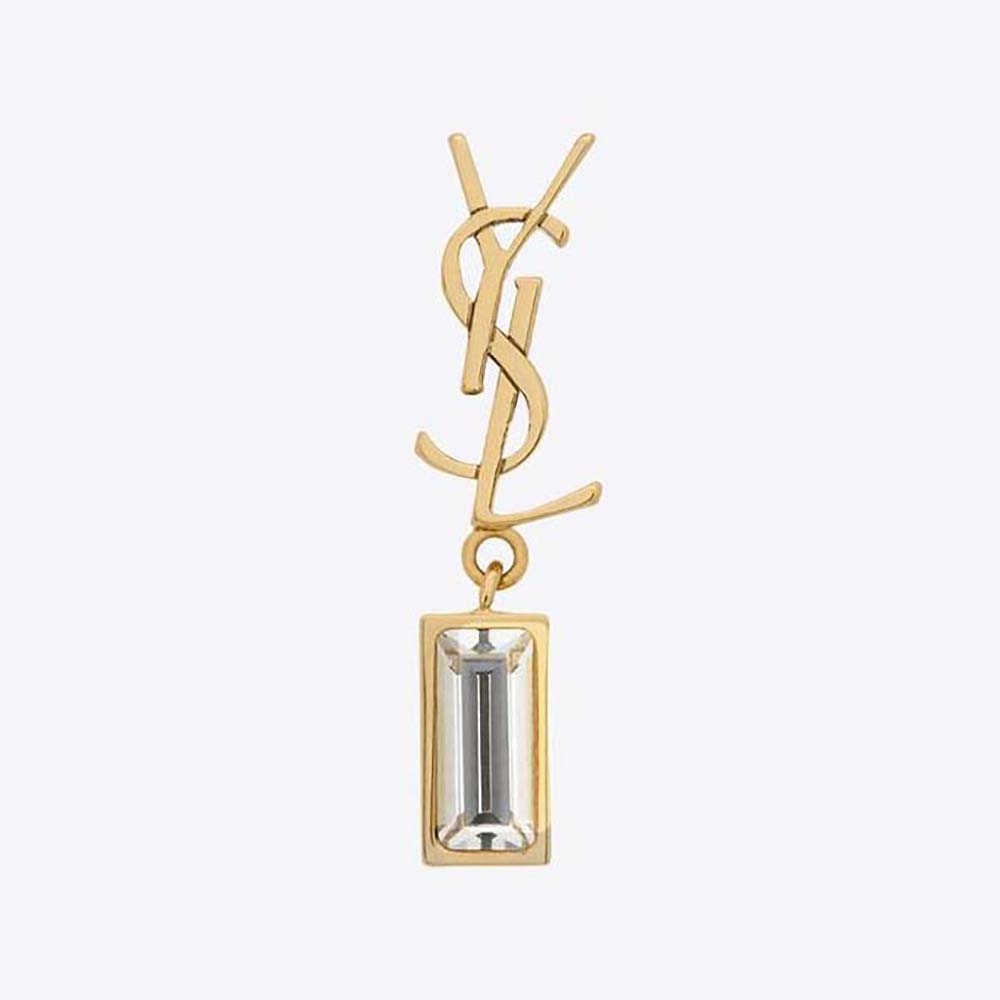 Saint Laurent YSL Women Cassandre Single Earring in Metal and Rhinestones