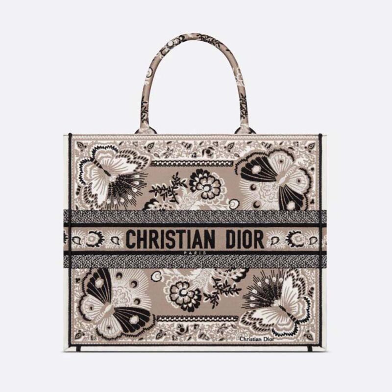 Dior Women Medium Dior Book Tote Black and White Butterfly Bandana ...