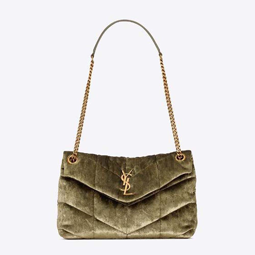 Saint Laurent YSL Women Puffer Small in Shiny Velvet