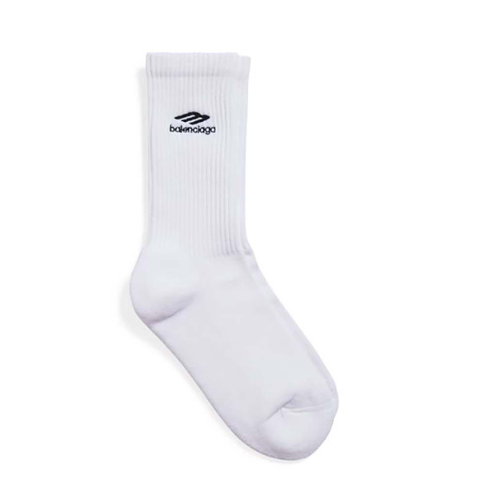 Balenciaga Unisex 3B Sports Icon Socks in White and Black Cotton