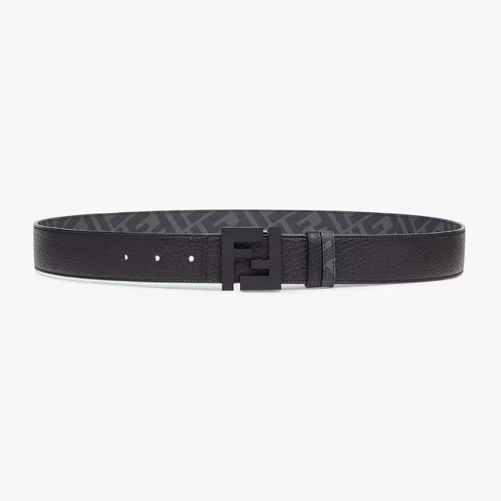 Fendi Men FF Belt Black Leather Reversible