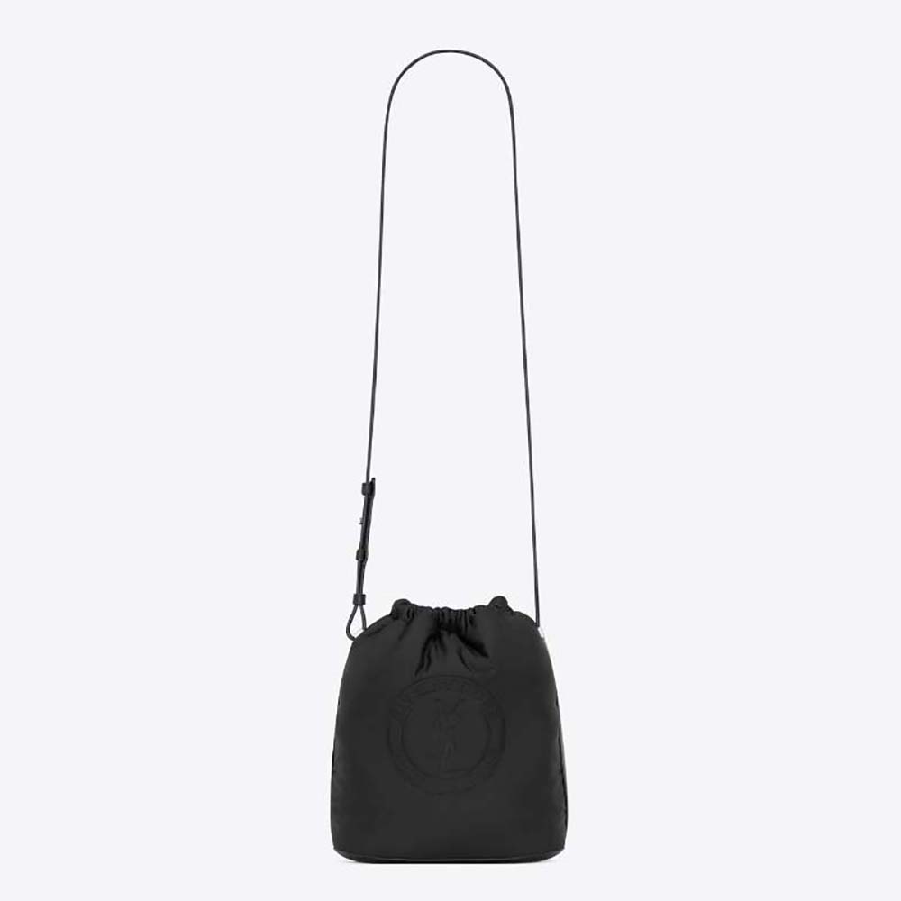 Saint Laurent YSL Men Rive Gauche Laced Bucket Bag in Econyl®-Black